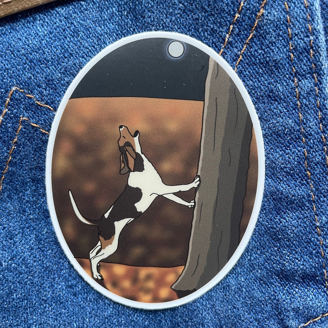 Treed Coonhound Sticker, Treeing Walker Hound Dog, Raccoon Night ...