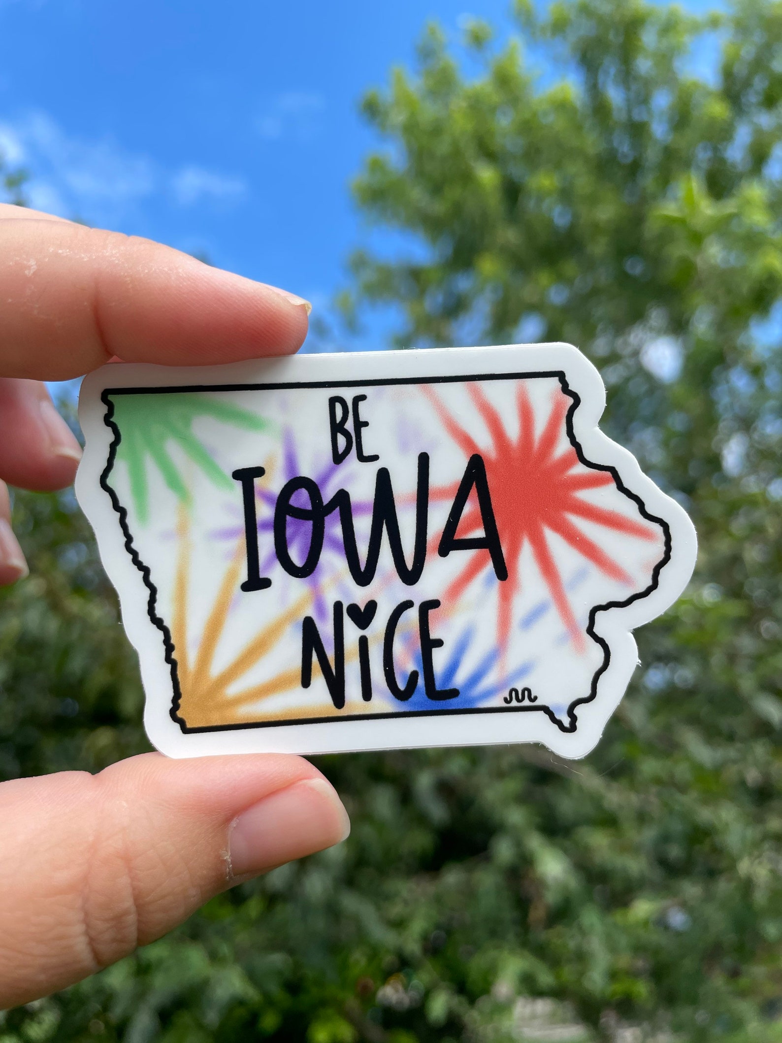 Be Iowa Nice Sticker Tie Dye Sticker for Water Bottle Iowa - Etsy