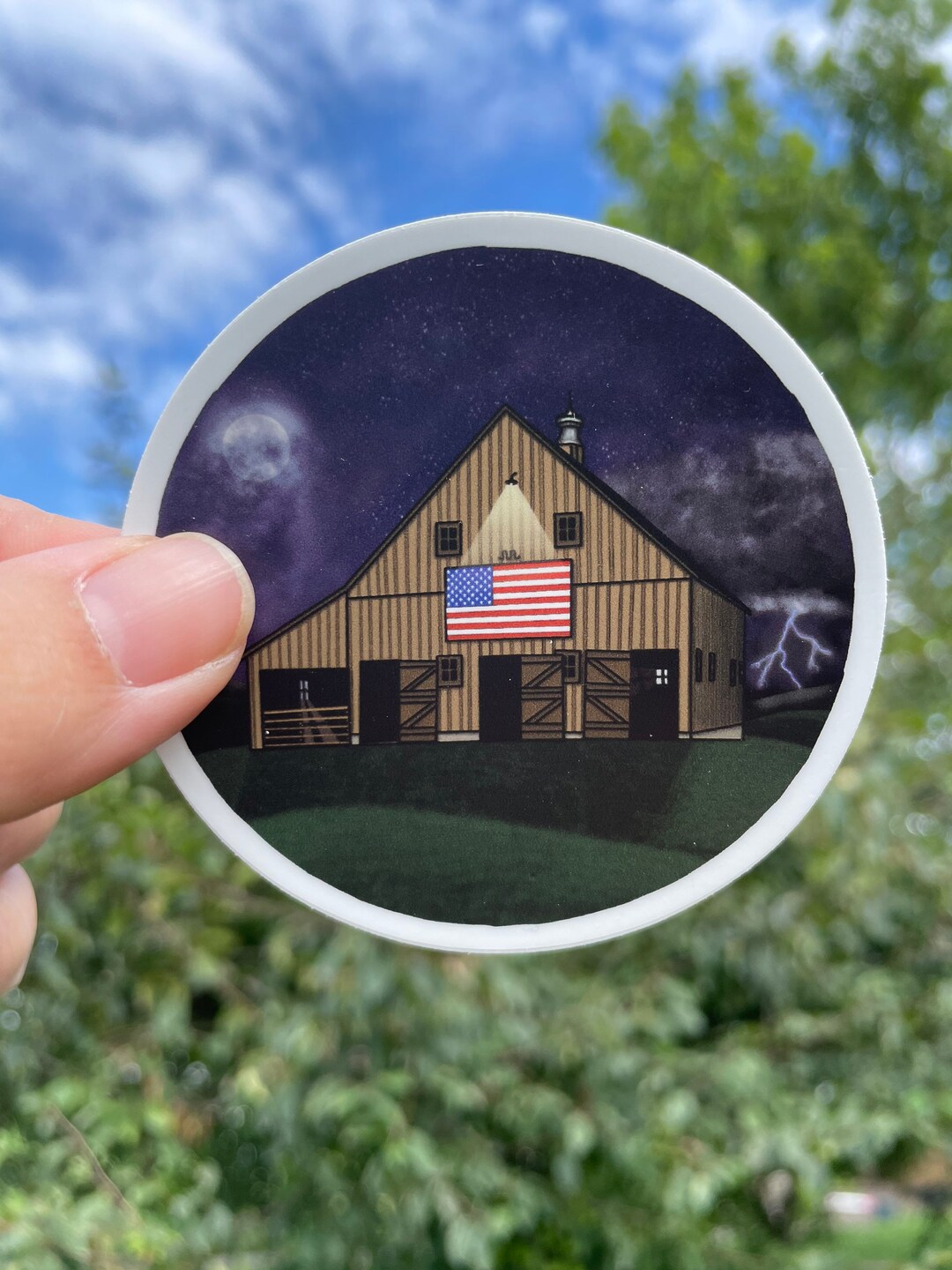 Barn Picture Sticker, Agriculture Sticker, Midwest Landscape, US Flag ...
