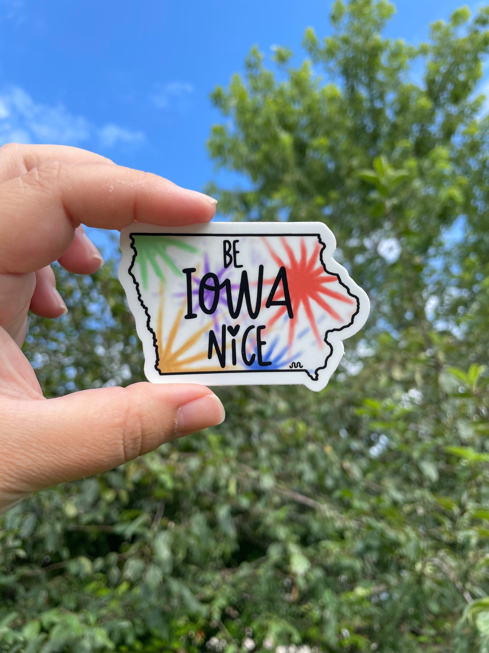 Be Iowa Nice Sticker Tie Dye Sticker for Hydroflask Iowa | Etsy