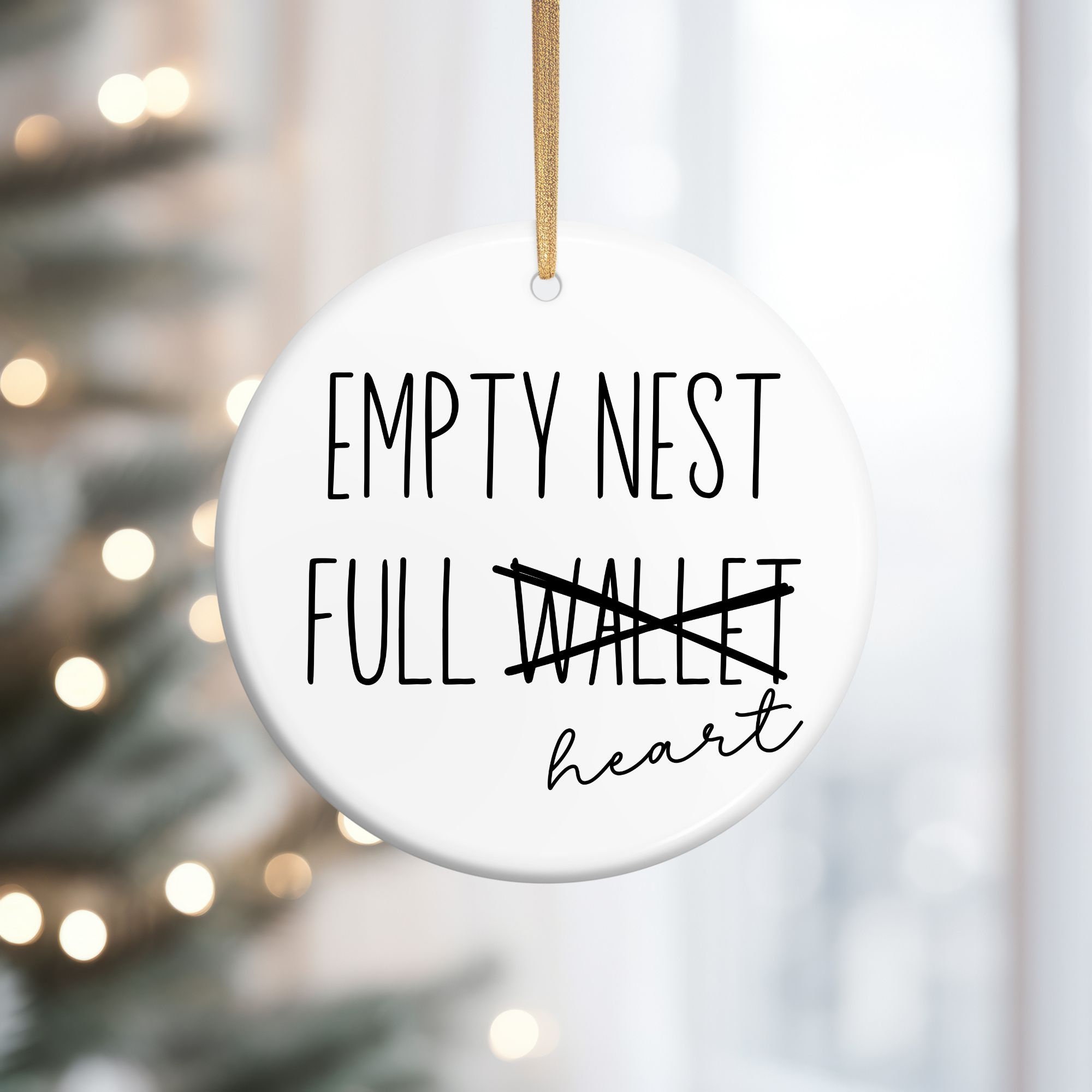 Funny Empty Nest Heart Christmas Ornament for Empty Nester Sarcastic Ceramic Ornament Gift for ...