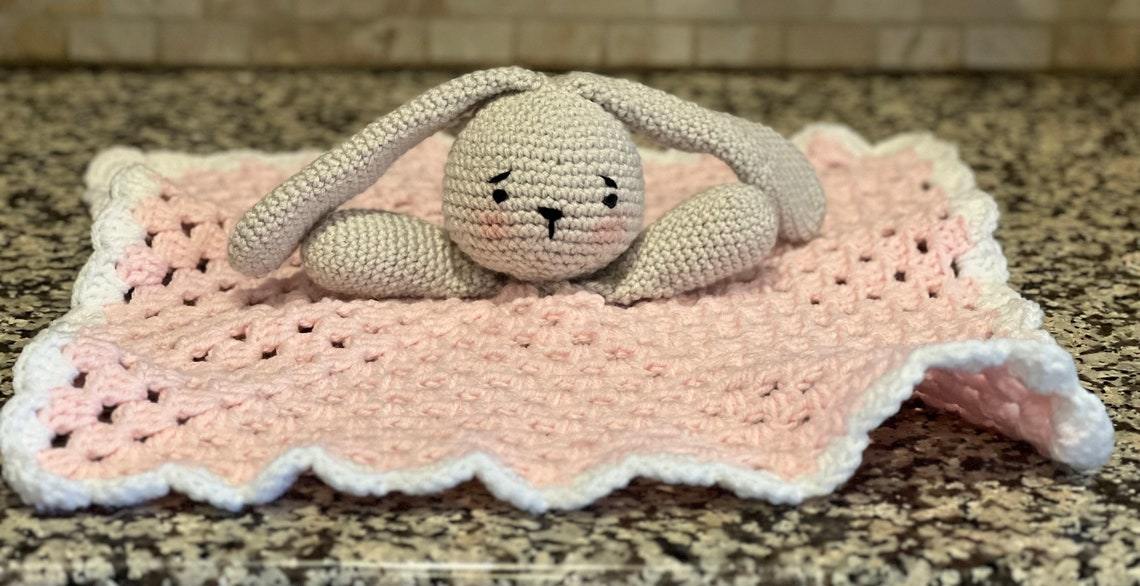 Pink Bunny Lovey, Baby Shower Gift, Handmade Bunny Lovey, Crochet ...