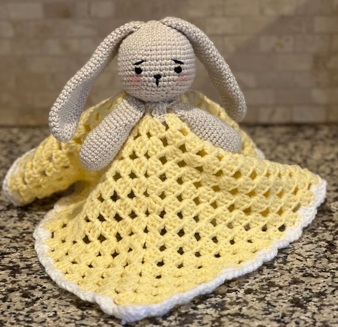 Yellow Bunny Lovey, Baby Shower Gift, Handmade Bunny Lovey, Crochet ...