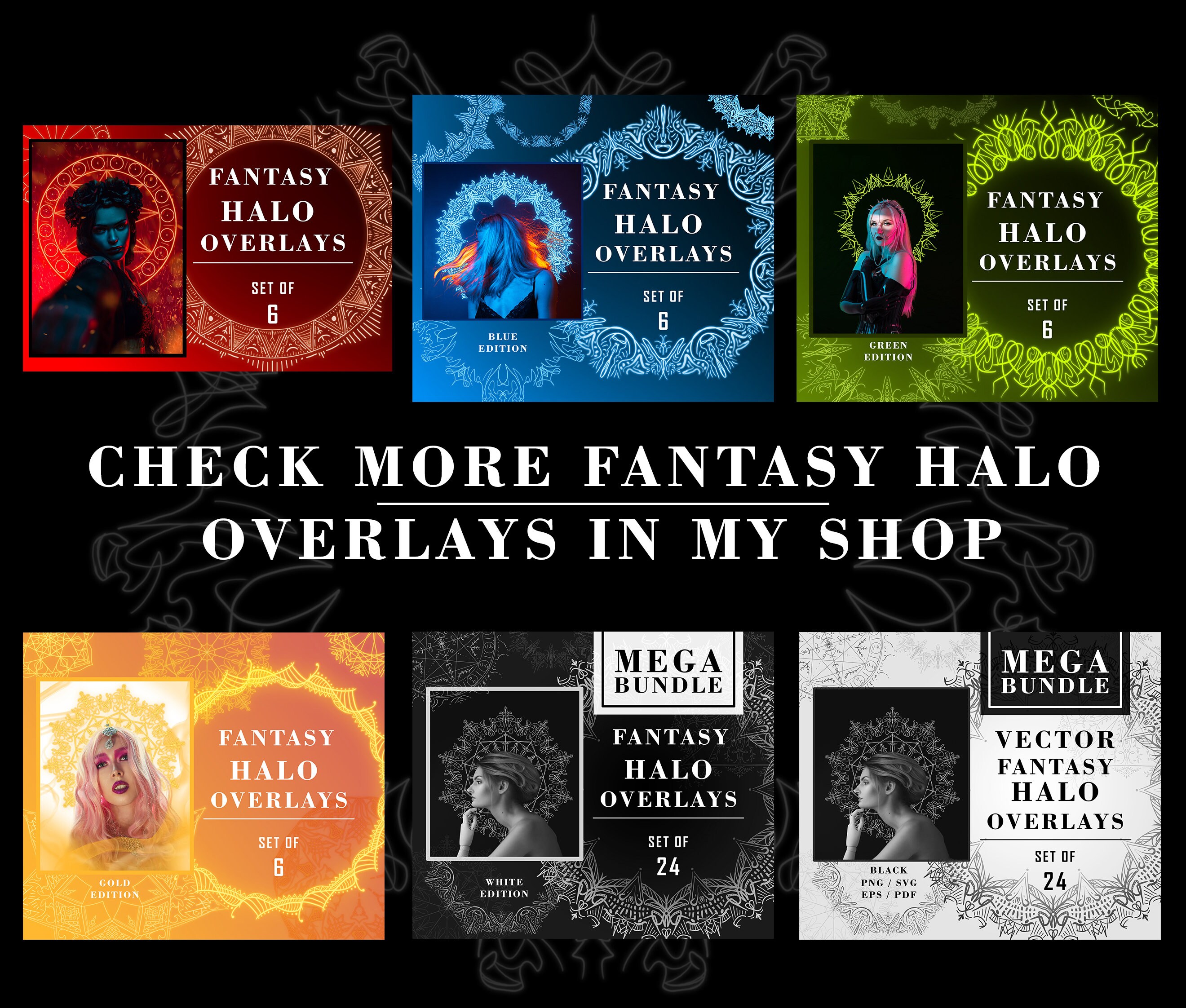 HALO Overlays | Clip Art PNG Files | Set of 8 | Transparent ...