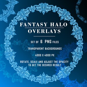 Glowing Fantasy HALO Overlays 2 Blue | Clip Art PNG Files | Set of 6 ...