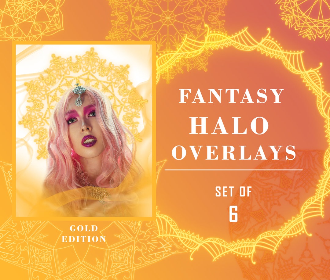 Glowing Fantasy HALO Overlays Gold Yellow | Clip Art PNG Files | Set of ...