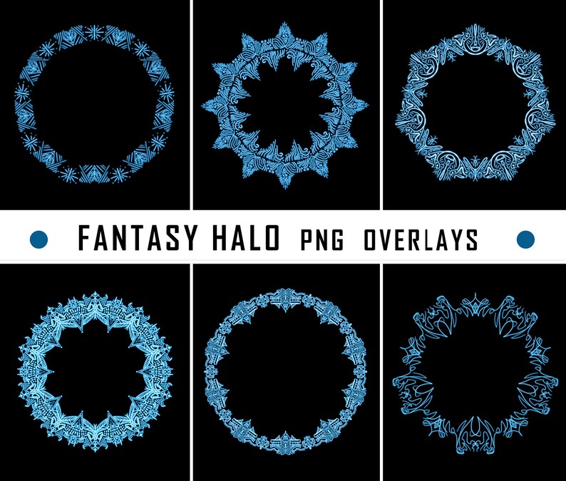 Glowing Fantasy HALO Overlays 2 Blue | Clip Art PNG Files | Set of 6 ...