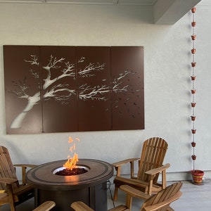 Metal Privacy Panel Set, Windy Tree, Decorative Panels, Outdoor Garden ...