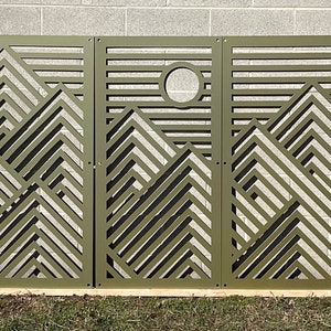 Abstract Mountain Triptych Metal Privacy Panel Set of 3 | Decorative ...