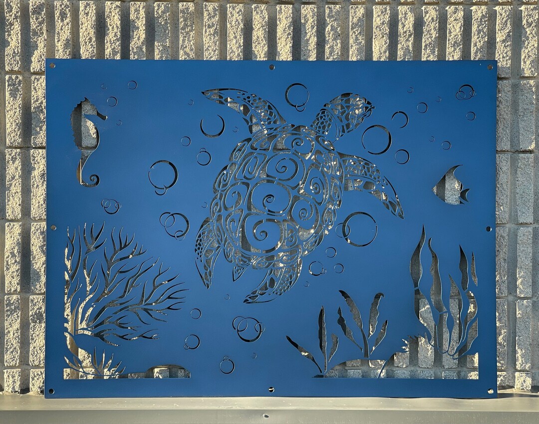 Seascape1 48w X 36h Privacy Screen Metal Garden Home Art Fence Decor ...