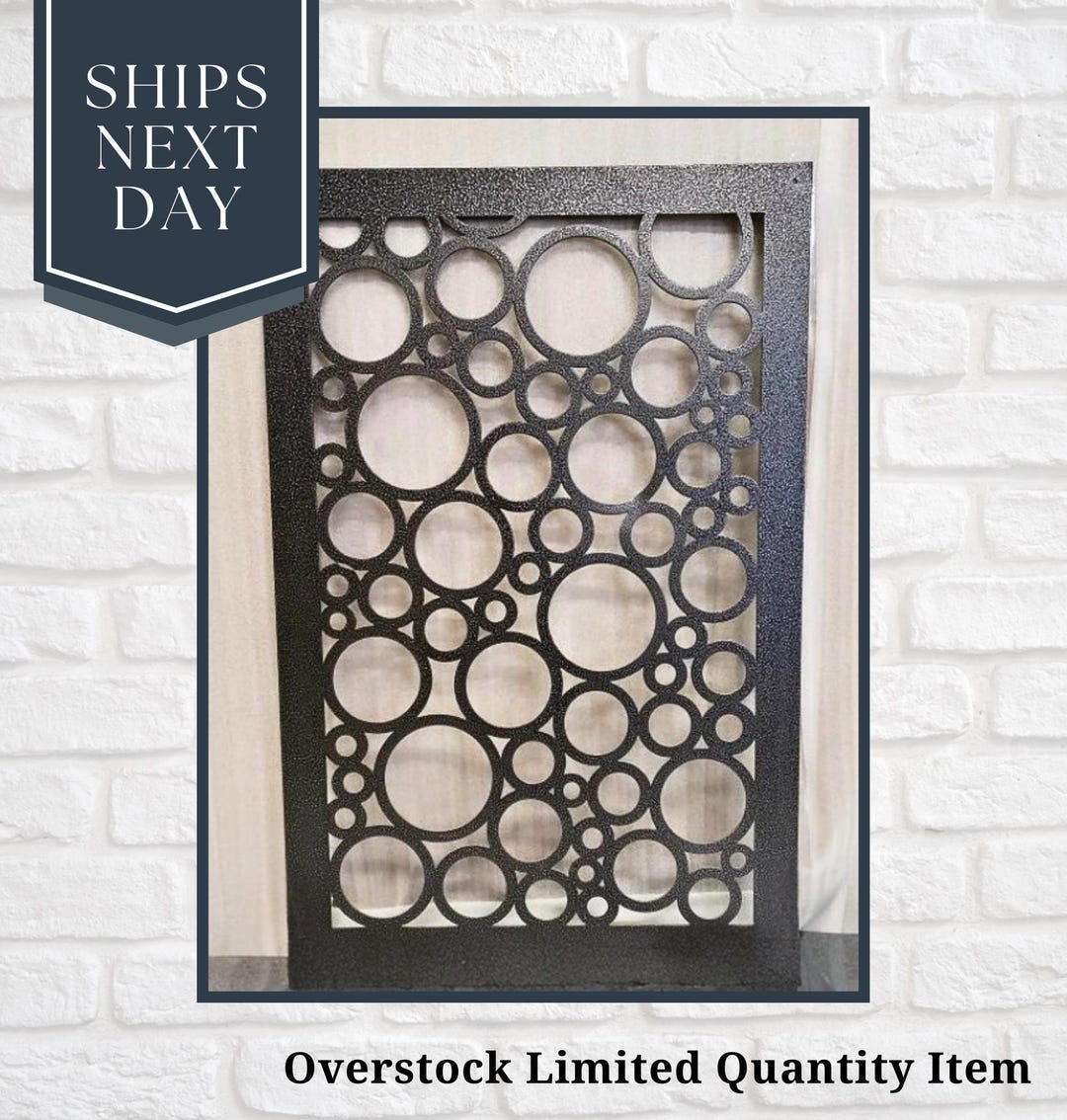 Circle 24 X 36 Silver Vein, Metal Decorative Panel Privacy Indoor ...