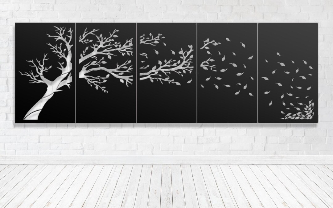 Metal Privacy Panel Set, Windy Tree, Decorative Panels, Outdoor Garden ...