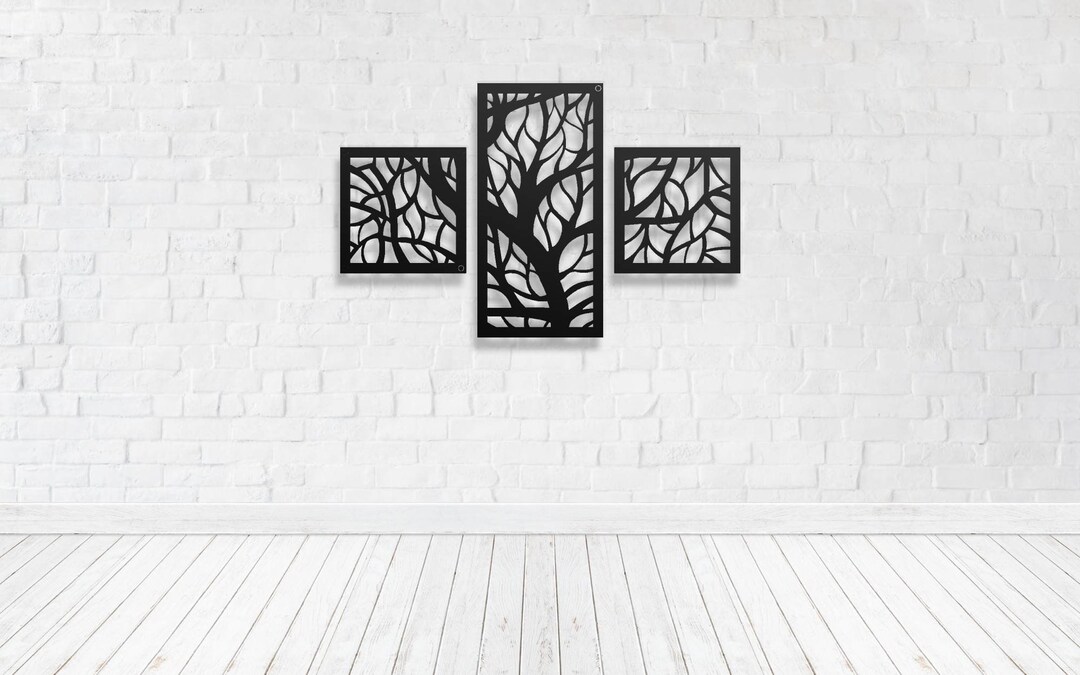 Branch 2 Triptych Garden Metal Privacy Panel Set of 4 | Decorative ...