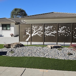 Metal Privacy Panel Set, Windy Tree, Decorative Panels, Outdoor Garden ...