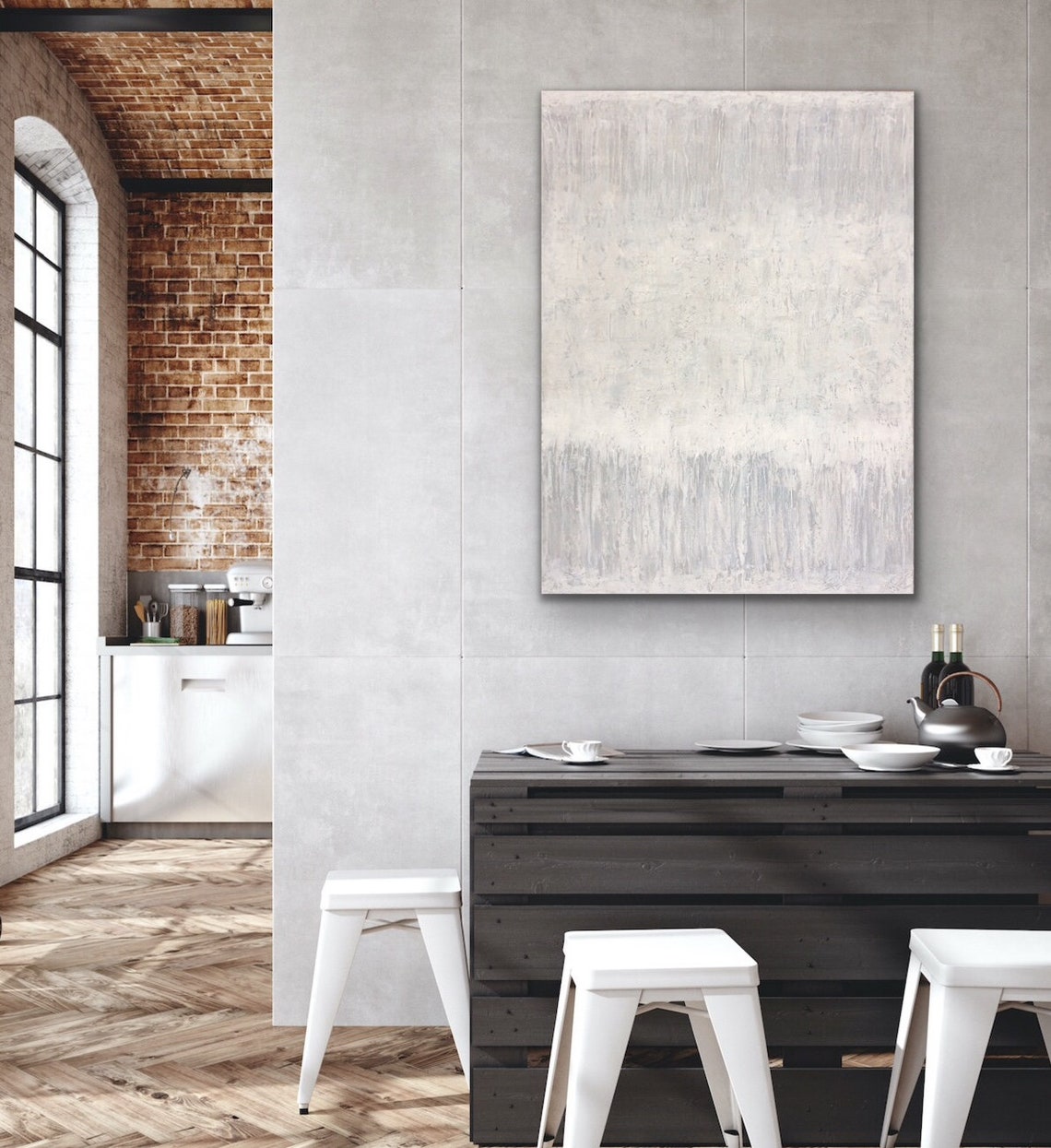 White Large Abstract Painting on Canvas Colorfield Original Abstract ...