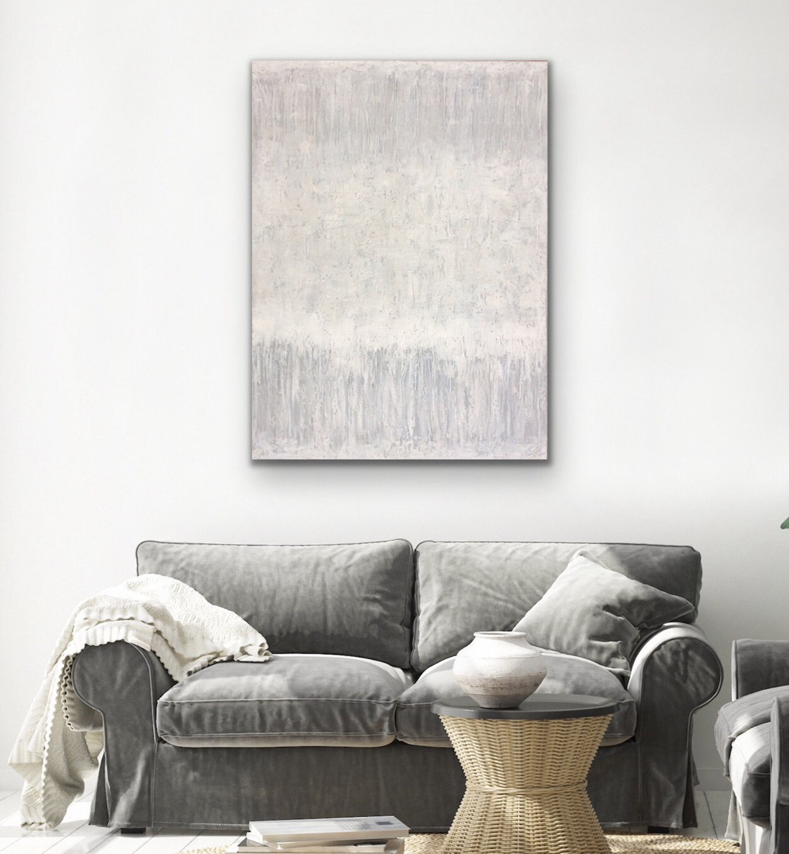 White Large Abstract Painting on Canvas Colorfield Original Abstract ...