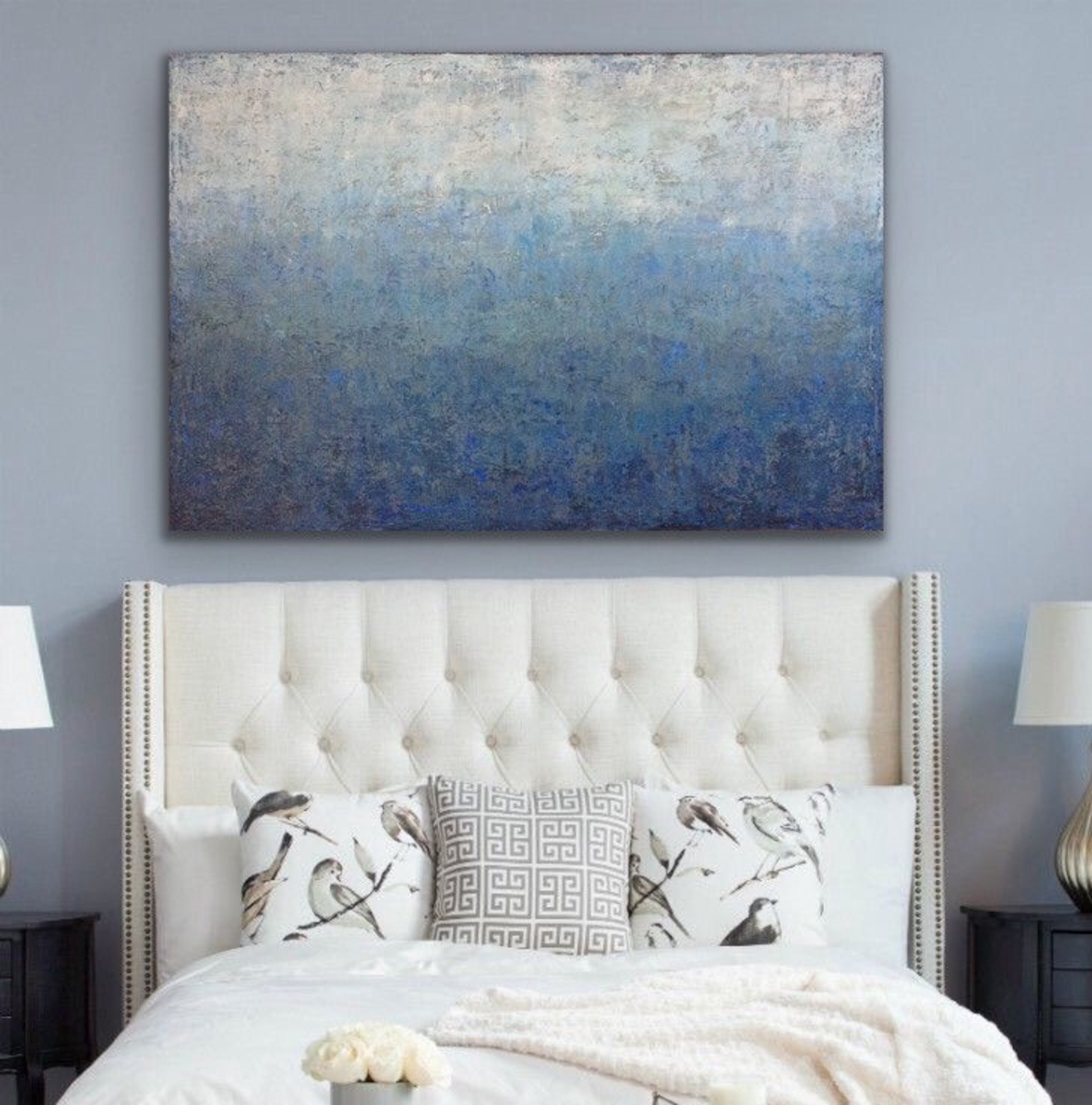 Extra Large Blue Modern Abstract Painting Large Abstract Wall | Etsy