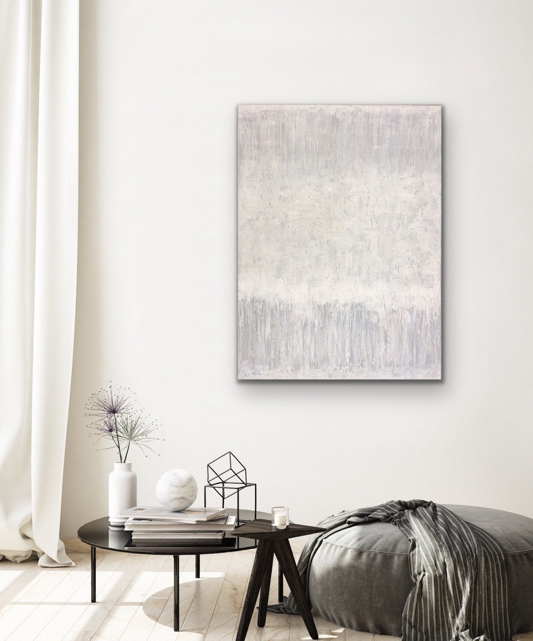 White Large Abstract Painting on Canvas Colorfield Original Abstract ...