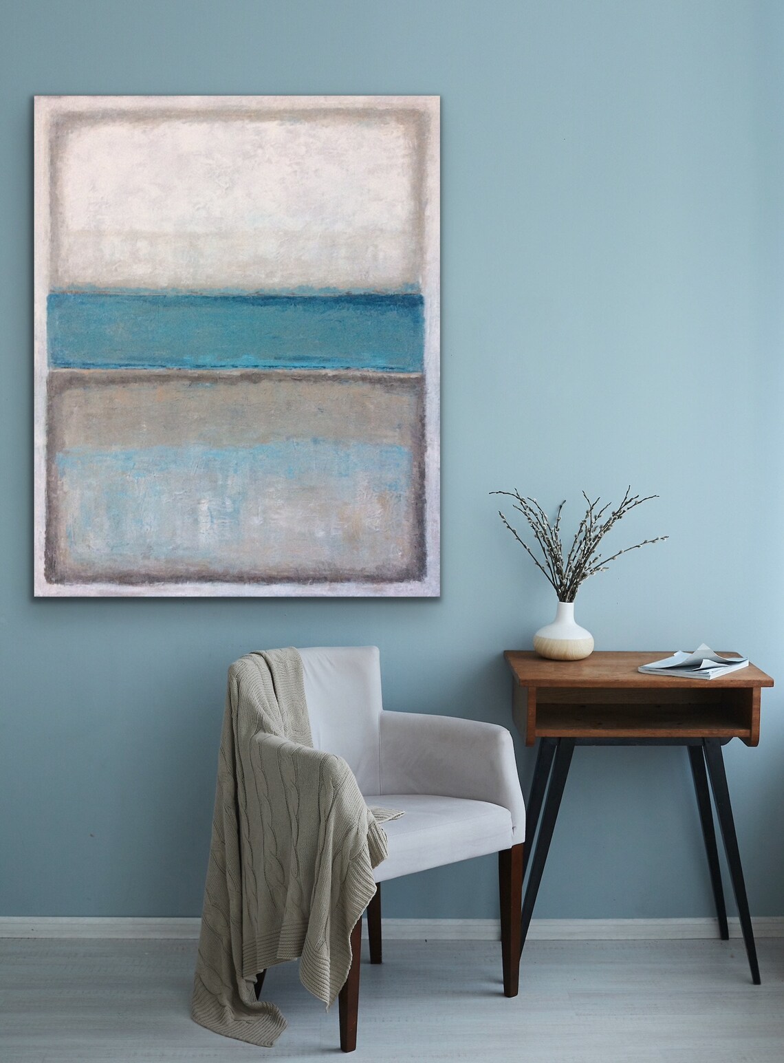 Teal Large Abstract Painting on Stretched Canvas XL Abstract - Etsy