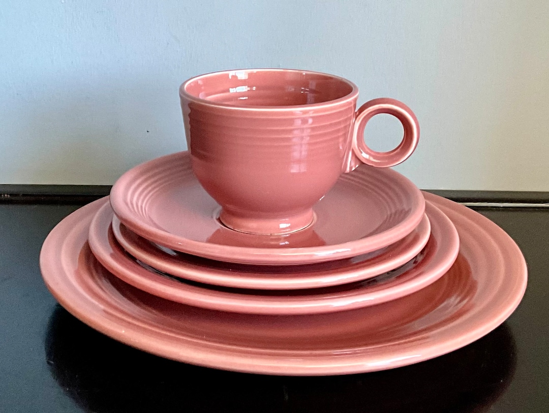 Vintage Fiestaware Rose 5-piece Set: Lunch, Salad, Bread Plates & Cup ...