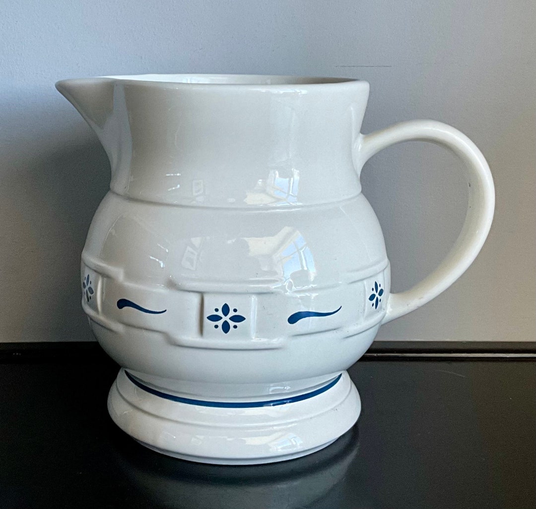Longaberger Woven Traditions Pitcher: Classic Blue Pottery, 64 Oz - Etsy