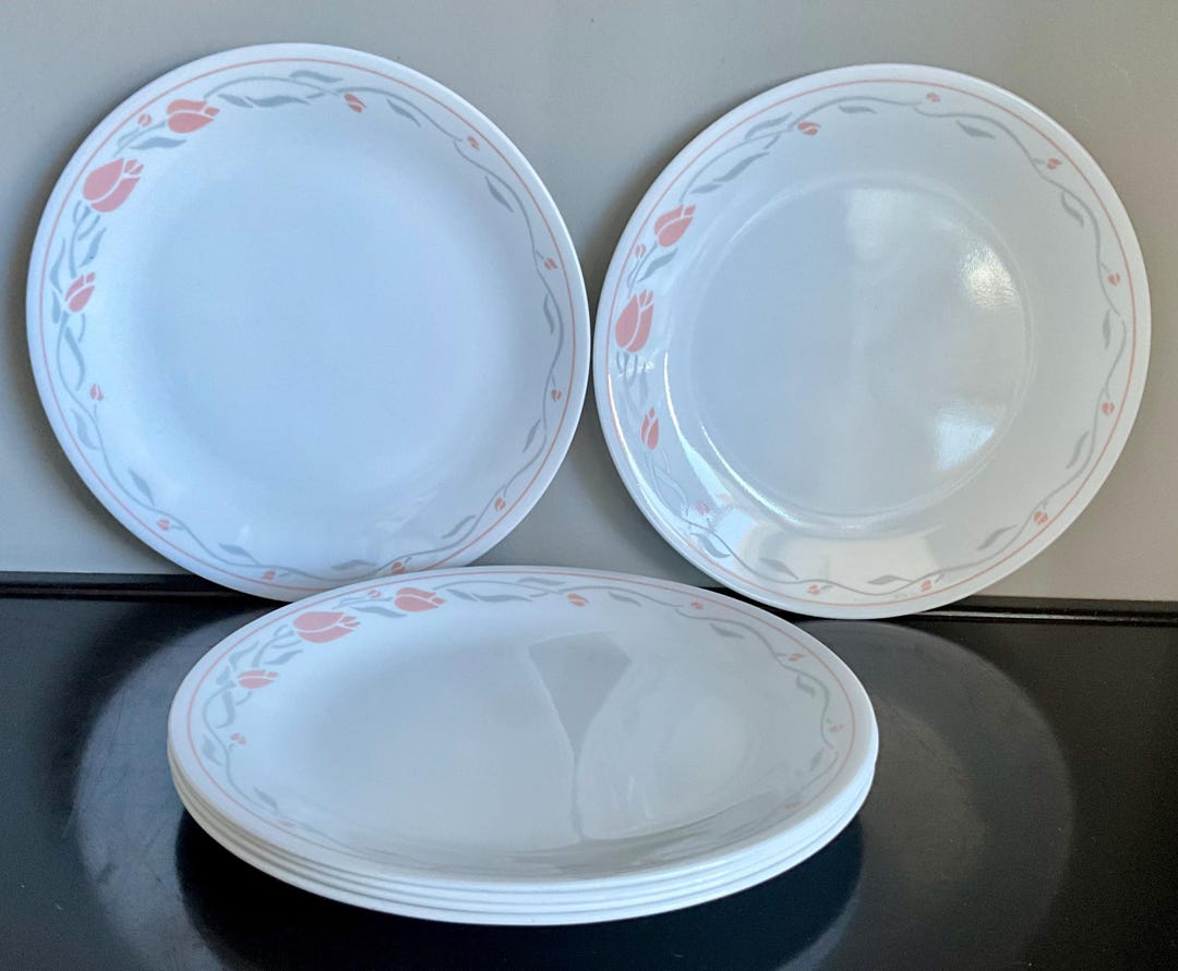 Corelle St. Claire Dinner Plates: Tulip Design - Etsy