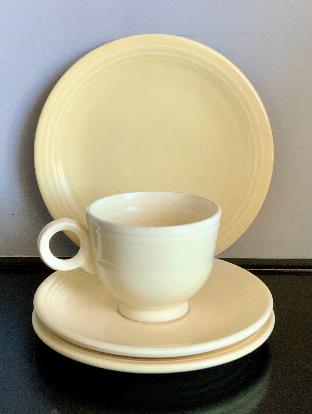 4-piece Set of Vintage Original Ivory Fiestaware - Saucer, Cup, Bread ...