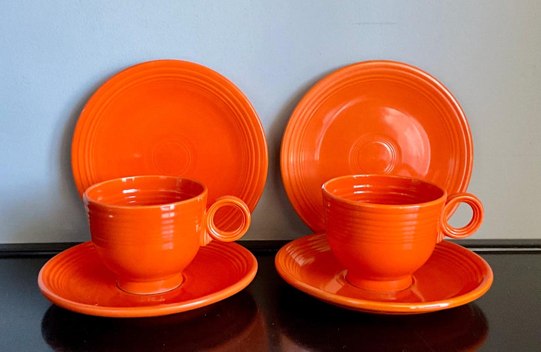 3-piece Set of Vintage Radioactive Red Fiestaware — Bread Plate, Early ...