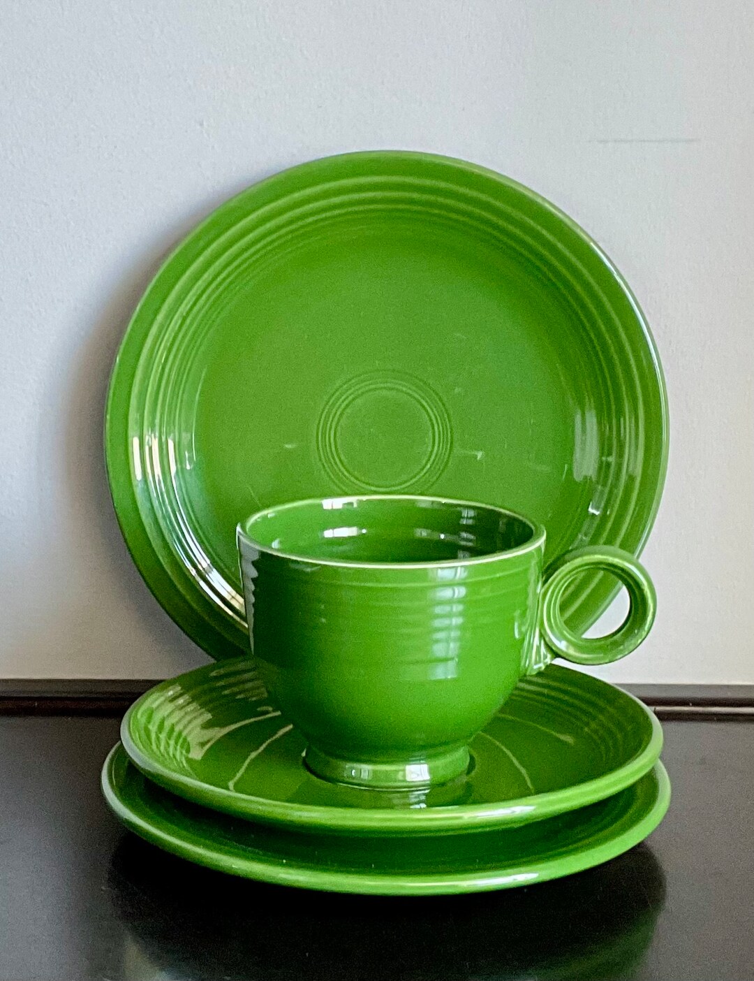 Vintage Fiestaware Set: Forest Green Cup, Saucer & Plates (4-piece) - Etsy