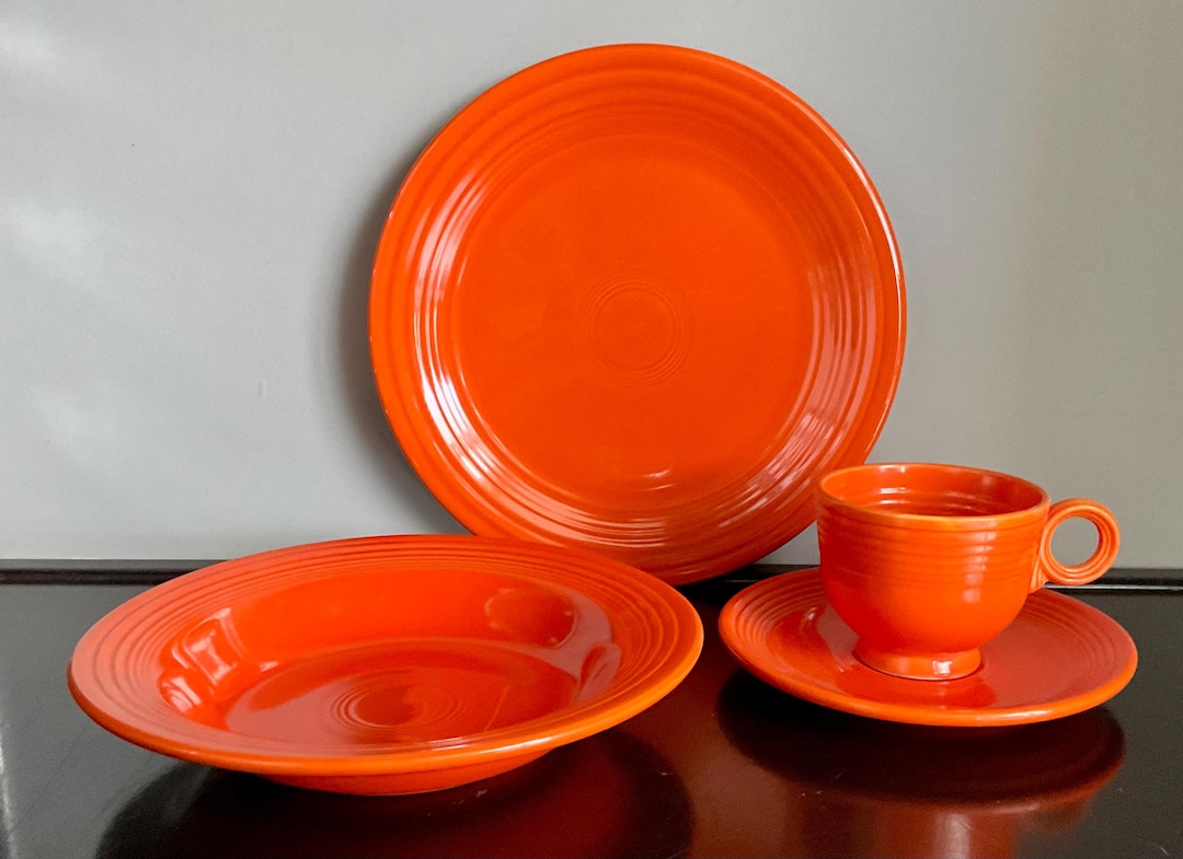 4-piece Set of Vintage Original Radioactive Red Fiestaware -- Lunch ...