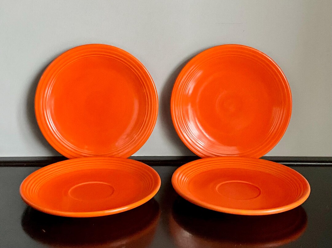 4-piece Set of Radioactive Red Fiestaware -- 2 Saucers & 2 Bread Plates ...