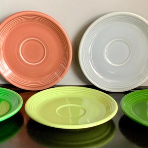 Set of All 5 Vintage 1950s Fiestaware Saucers -- Medium Green, Gray ...