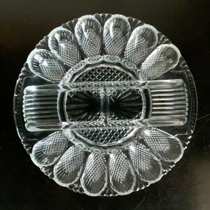 L. E. Smith Glass Co. Clear Hobnail Deviled Egg Relish Plate Pattern 567 Free Shipping - Etsy