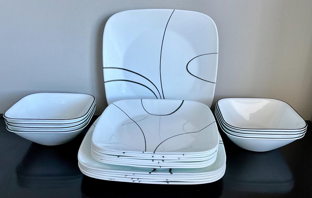 22-piece Set of Corelle Simple Lines Dinnerware — 6 Dinner Plates, 8 ...