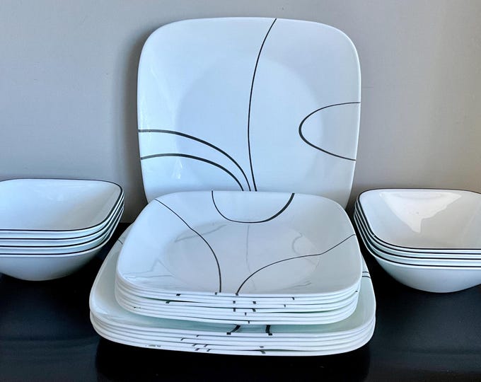 22-piece Set of Corelle Simple Lines Dinnerware — 6 Dinner Plates, 8 ...