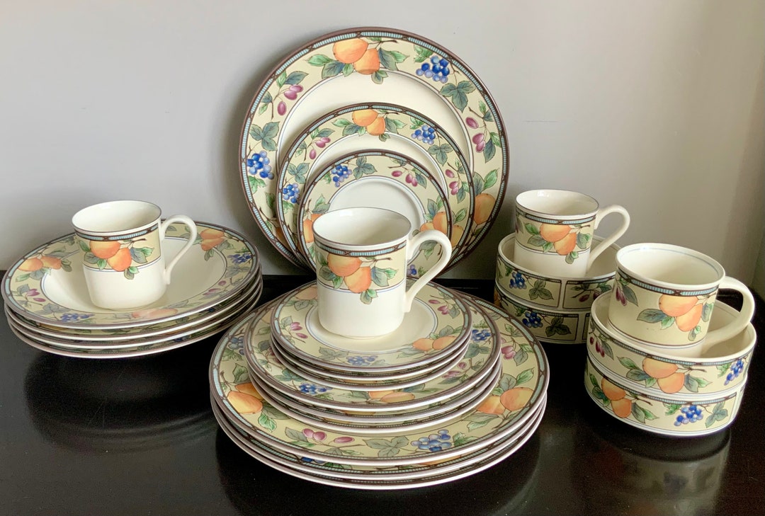 Set of 4 Mikasa Intaglio Garden Harvest 6-piece Place Settings Dinner ...