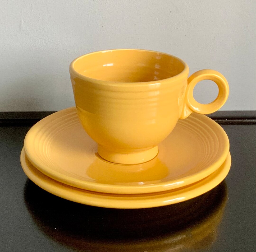 3-piece Set of Vintage Original Yellow Fiestaware - Saucer, Cup, Bread ...