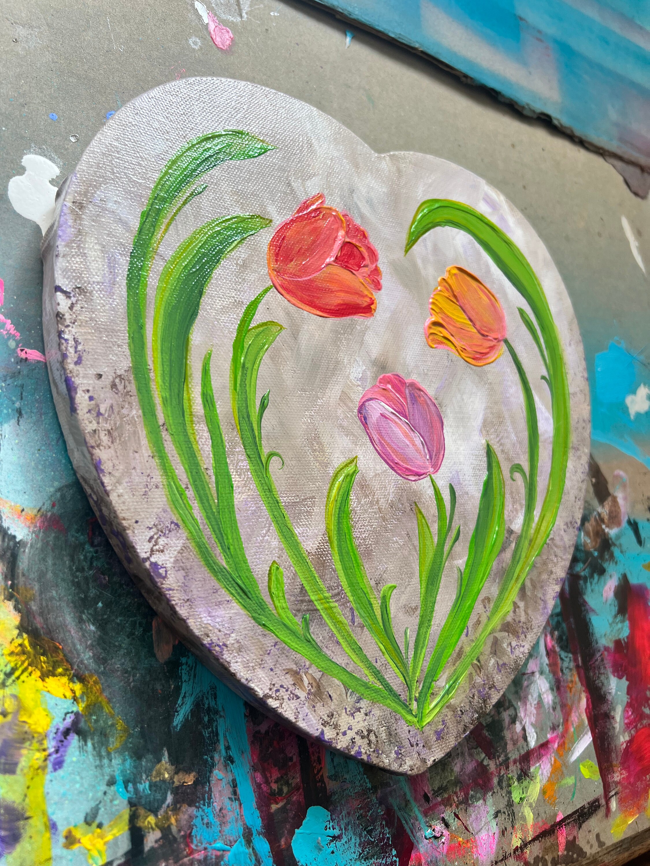 Original Heart Shaped Tulip Painting - Etsy