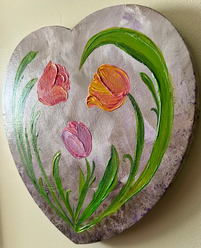 Original Heart Shaped Tulip Painting - Etsy