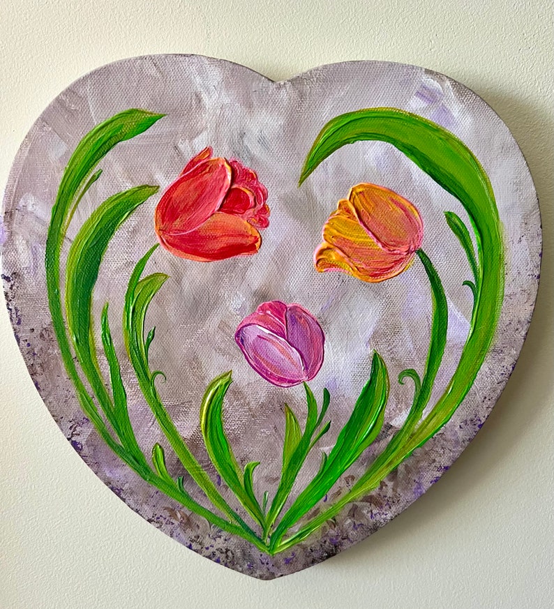 Original Heart Shaped Tulip Painting - Etsy
