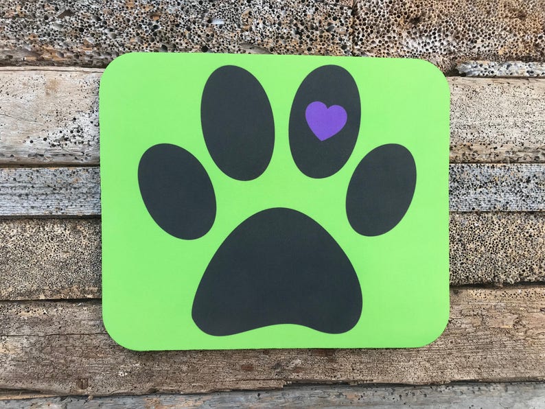 Paw Print lime Green and Purple Mouse Pad - Etsy