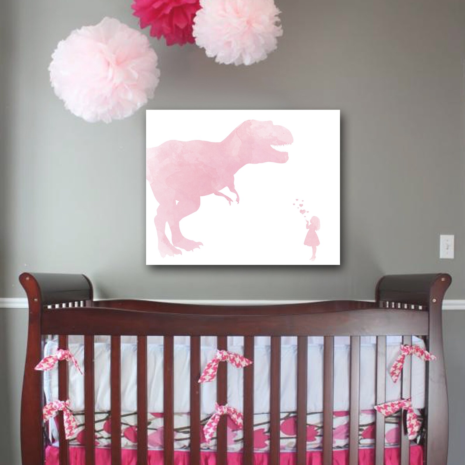 Girl Dinosaur Art Dinosaur Nursery Girls Bedroom Girls - Etsy