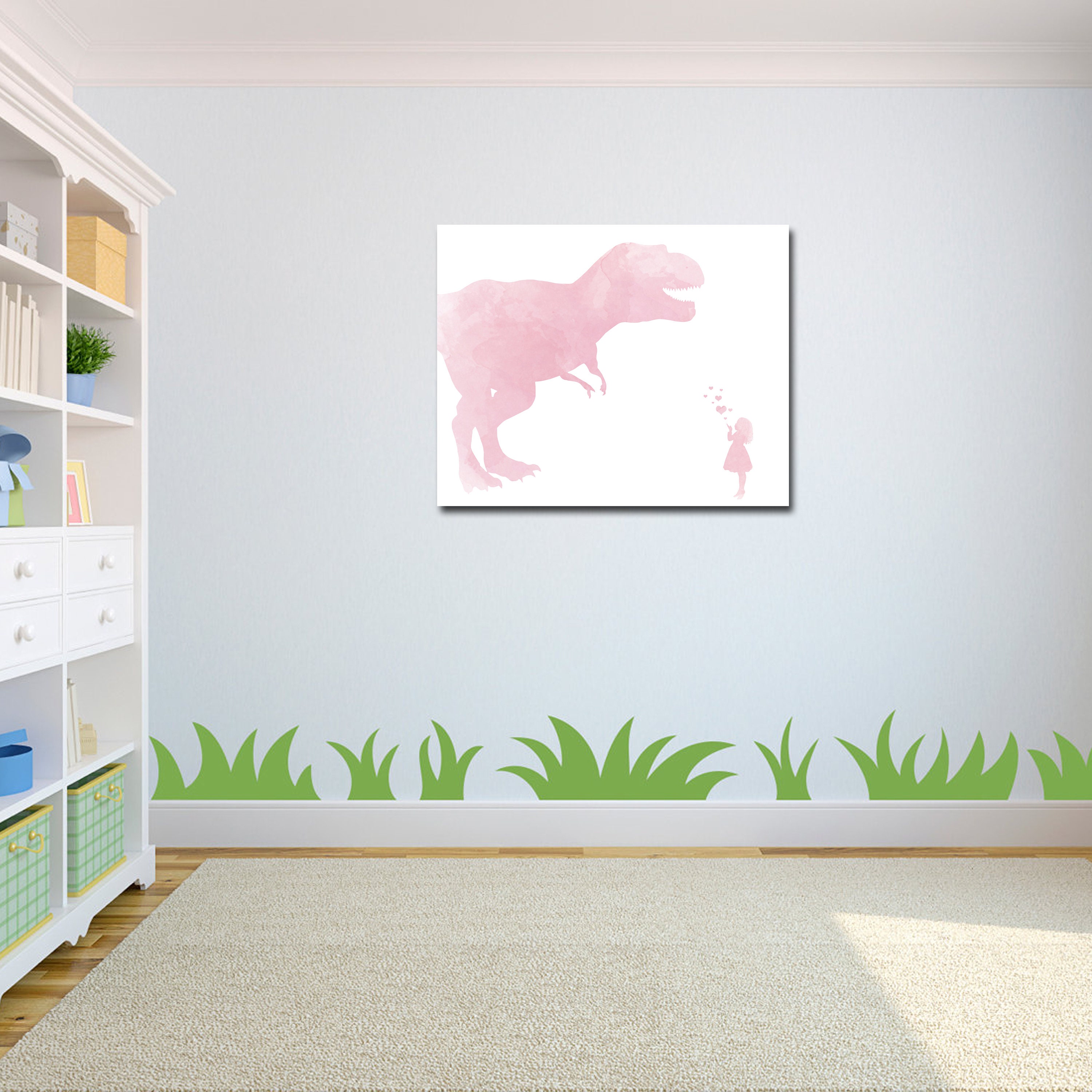 Girl Dinosaur Art Dinosaur Nursery Girls Bedroom Girls - Etsy