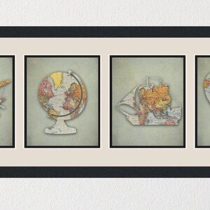 Vintage Style Map Travel Theme Prints Printable Plane/ship/hot Air ...