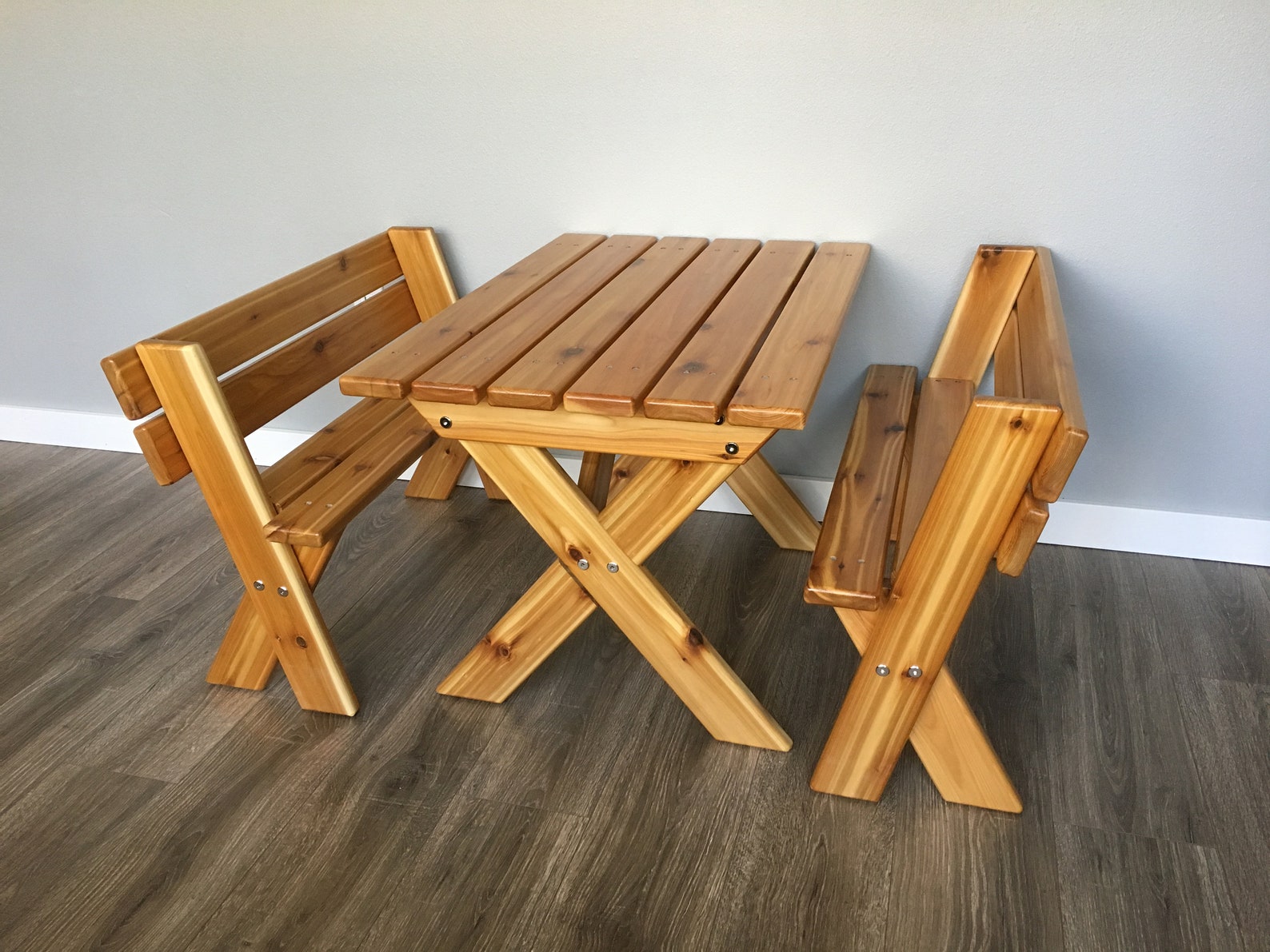 Kids' Cedar Picnic Table With Separate Benches for Kids 2 - 7 Years ...