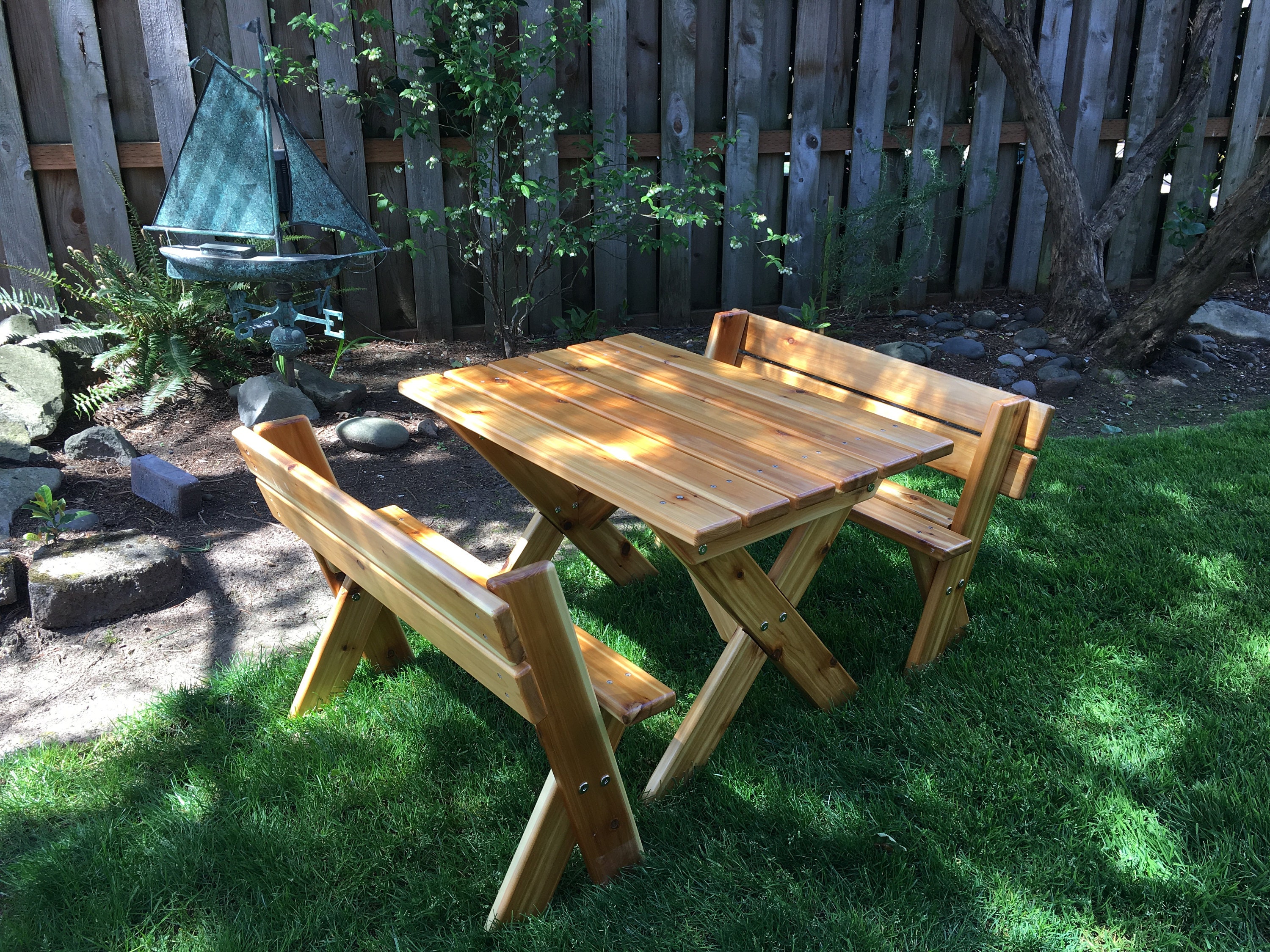 Kids' Cedar Picnic Table With Separate Benches for Kids 2 - 7 Years ...