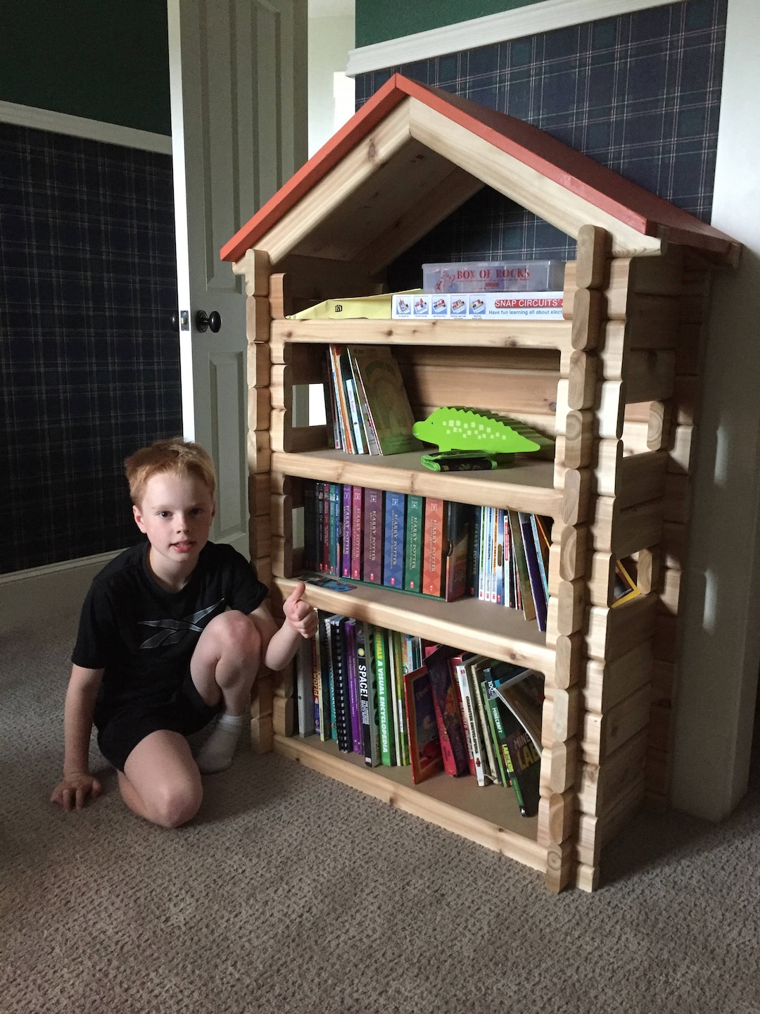 Kids Log Cabin Bookcase / Kids Log Cabin Bookshelf / Boys Bedroom ...