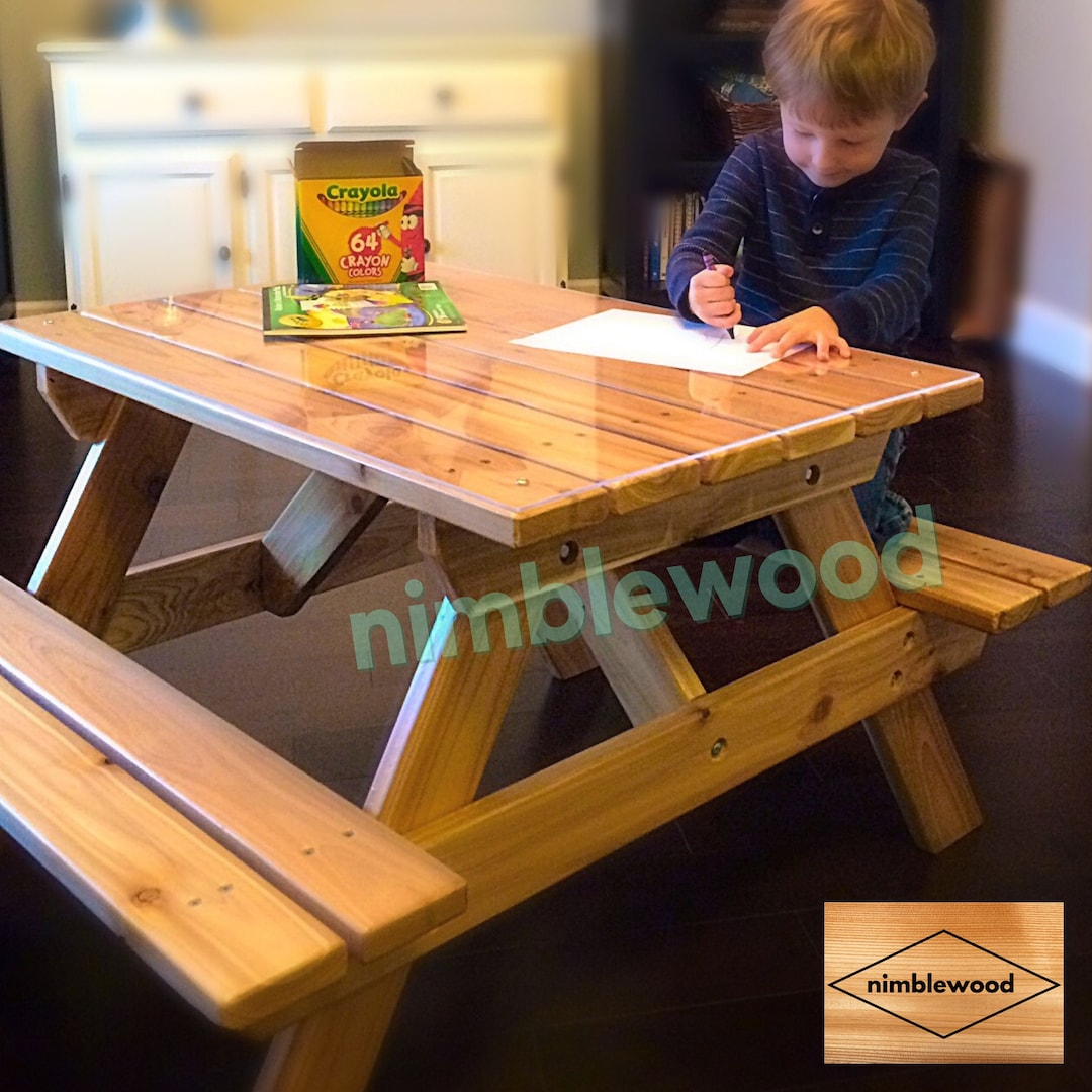 Kids Cedar Picnic Table / Preschool Cedar Picnic Table / Craft Bench ...