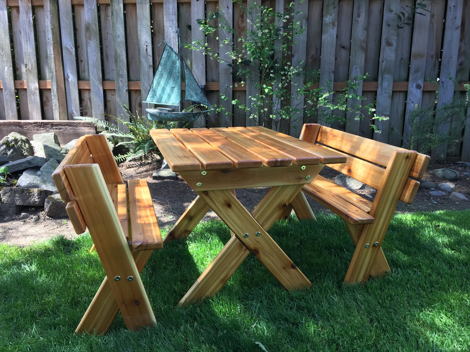 Kids' Cedar Picnic Table With Separate Benches for Kids 2 - 7 Years ...