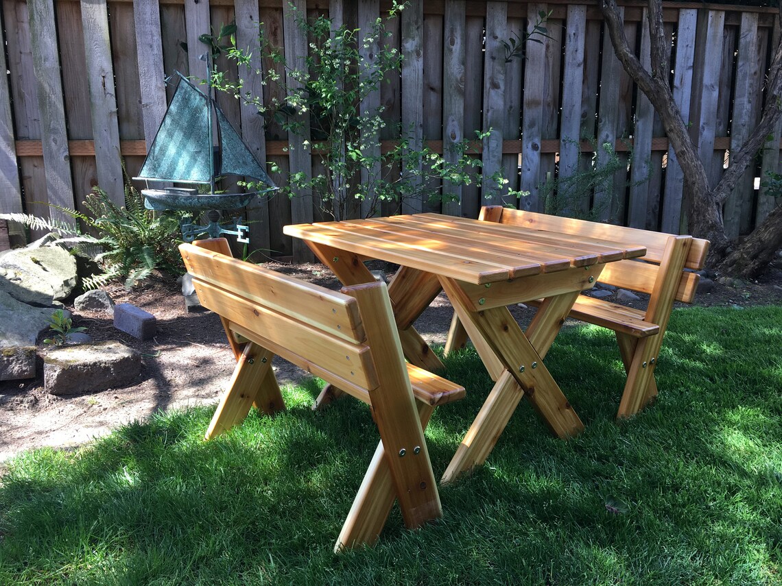 Kids' Cedar Picnic Table With Separate Benches for Kids 2 - 7 Years ...